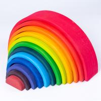 China 30cm Pine Wooden Blocks Toys Rainbow Building Blocks Tower Toys for sale