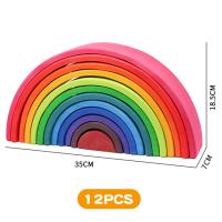 China 30cm Pine Wooden Blocks Toys Rainbow Building Blocks Tower Toys for sale