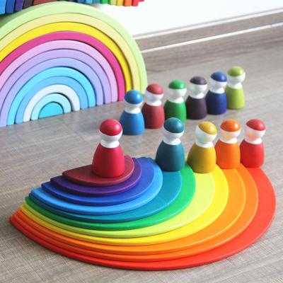China 6cm Large Pastel Rainbow Stacker Nesting Rainbow Block Set for sale