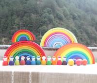 China 6cm Large Pastel Rainbow Stacker Nesting Rainbow Block Set for sale
