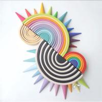 China 9600 Pcs Natural Wooden Rainbow Stacker 35cm Beech Non Toxic for sale