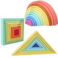 China 9600 Pcs Natural Wooden Rainbow Stacker 35cm Beech Non Toxic for sale