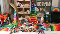 China 9600 Pcs Natural Wooden Rainbow Stacker 35cm Beech Non Toxic for sale