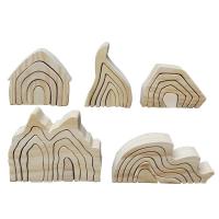 China Ins Wavy Wooden Block Puzzle Toys Wooden Rainbow Blocks Coral Grimm for sale