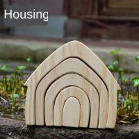 China Ins Wavy Wooden Block Puzzle Toys Wooden Rainbow Blocks Coral Grimm for sale