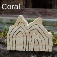 China Ins Wavy Wooden Block Puzzle Toys Wooden Rainbow Blocks Coral Grimm for sale