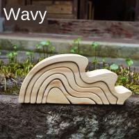China Ins Wavy Wooden Block Puzzle Toys Wooden Rainbow Blocks Coral Grimm for sale