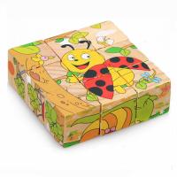 China 3.5cm Fruit Wooden Blocks Toys Animal Puzzle Blocks For Kids for sale