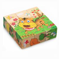 China 3.5cm Fruit Wooden Blocks Toys Animal Puzzle Blocks For Kids for sale