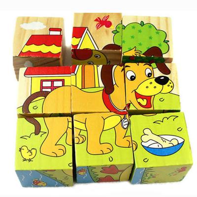 China 3.5cm Fruit Wooden Blocks Toys Animal Puzzle Blocks For Kids for sale