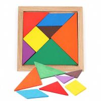 China Square 11cm Wooden Montessori Baby Toys 7 Piece Jigsaw Puzzle for sale