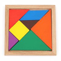 China Square 11cm Wooden Montessori Baby Toys 7 Piece Jigsaw Puzzle for sale