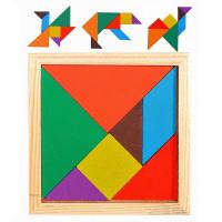 China Square 11cm Wooden Montessori Baby Toys 7 Piece Jigsaw Puzzle for sale