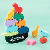 China Children 3cm Dinosaur Wooden Building Blocks Toy Animal Town Wooden Blocks for sale