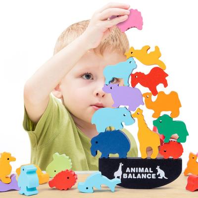 China Children 3cm Dinosaur Wooden Building Blocks Toy Animal Town Wooden Blocks for sale