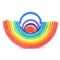 China Brown 18cm Rainbow Wooden Building Blocks Toy Creative Educational for sale