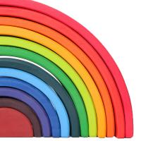 China Brown 18cm Rainbow Wooden Building Blocks Toy Creative Educational for sale