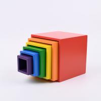 China Baby 15cm Bridge Wooden Building Blocks Toy Nesting Rainbow Block Set for sale
