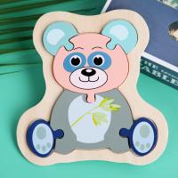 China Macaron 3D Wooden Block Puzzle Toys Wooden Animal Blocks for sale