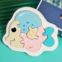 China Macaron 3D Wooden Block Puzzle Toys Wooden Animal Blocks for sale