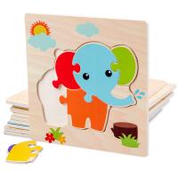 China Montessori Games Baby Toys Animals Traffic Kids 3D Puzzles Wooden Cartoon Cognition Puzzle Toy Matching for sale