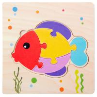 China Montessori Games Baby Toys Animals Traffic Kids 3D Puzzles Wooden Cartoon Cognition Puzzle Toy Matching for sale