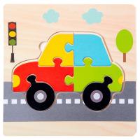 China Montessori Games Baby Toys Animals Traffic Kids 3D Puzzles Wooden Cartoon Cognition Puzzle Toy Matching for sale