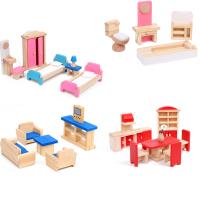 China Classical 26CM Wooden Dolls House Furniture Diy Miniature Dollhouse Accessories for sale