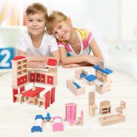 China Classical 26CM Wooden Dolls House Furniture Diy Miniature Dollhouse Accessories for sale