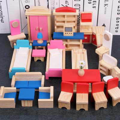 China Classical 26CM Wooden Dolls House Furniture Diy Miniature Dollhouse Accessories for sale