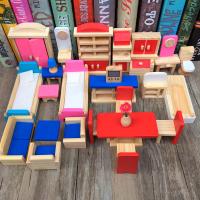 China Classical 26CM Wooden Dolls House Furniture Diy Miniature Dollhouse Accessories for sale