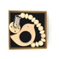 China Animal Organic 5pcs Wooden Silicone Teether Wooden Baby Teething Toys for sale