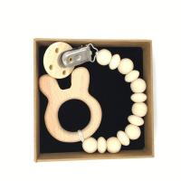 China Animal Organic 5pcs Wooden Silicone Teether Wooden Baby Teething Toys for sale