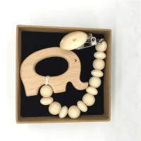 China Animal Organic 5pcs Wooden Silicone Teether Wooden Baby Teething Toys for sale
