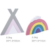 China Non Toxic 22cm Rainbow Stacker Wood Montessori Creative Wood Toys for sale
