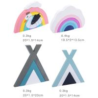 China Non Toxic 22cm Rainbow Stacker Wood Montessori Creative Wood Toys for sale