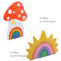 China Non Toxic 22cm Rainbow Stacker Wood Montessori Creative Wood Toys for sale