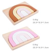 China Non Toxic 22cm Rainbow Stacker Wood Montessori Creative Wood Toys for sale