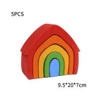 China DIY Assembled 11.5cm Wooden Blocks Toys Montessori Block Set Stacked Balance for sale