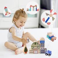China 2700g Beech Wooden City Building Blocks 115pcs Wooden Bricks Toys for sale