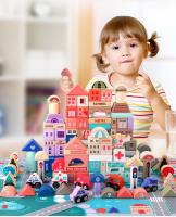 China 2700g Beech Wooden City Building Blocks 115pcs Wooden Bricks Toys for sale