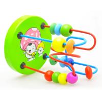 China Big Bricks 9.3cm Wooden Around Beads Toy Colored ISO9001 for sale