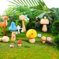 China Peg 3cm Natural Unfinished Wooden Mushroom Toys 2.55 In Children Graffiti for sale