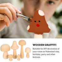 China Peg 3cm Natural Unfinished Wooden Mushroom Toys 2.55 In Children Graffiti for sale