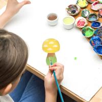 China Peg 3cm Natural Unfinished Wooden Mushroom Toys 2.55 In Children Graffiti for sale