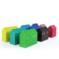 China 22.5cm House Wooden Rainbow Stacker Wooden Story Rainbow Stacking Toy for sale