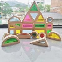 China Kids 8.66in Wooden Rainbow Stacker Pastel Rainbow Stacking Toy for sale