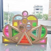 China Kids 8.66in Wooden Rainbow Stacker Pastel Rainbow Stacking Toy for sale