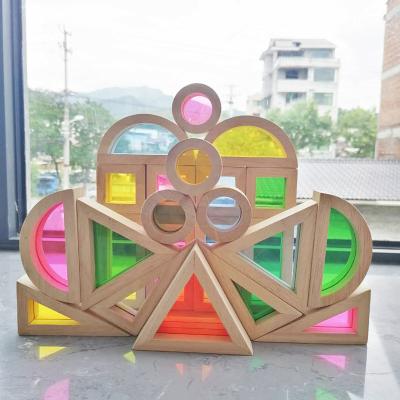 China Kids 8.66in Wooden Rainbow Stacker Pastel Rainbow Stacking Toy for sale
