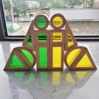 China Kids 8.66in Wooden Rainbow Stacker Pastel Rainbow Stacking Toy for sale